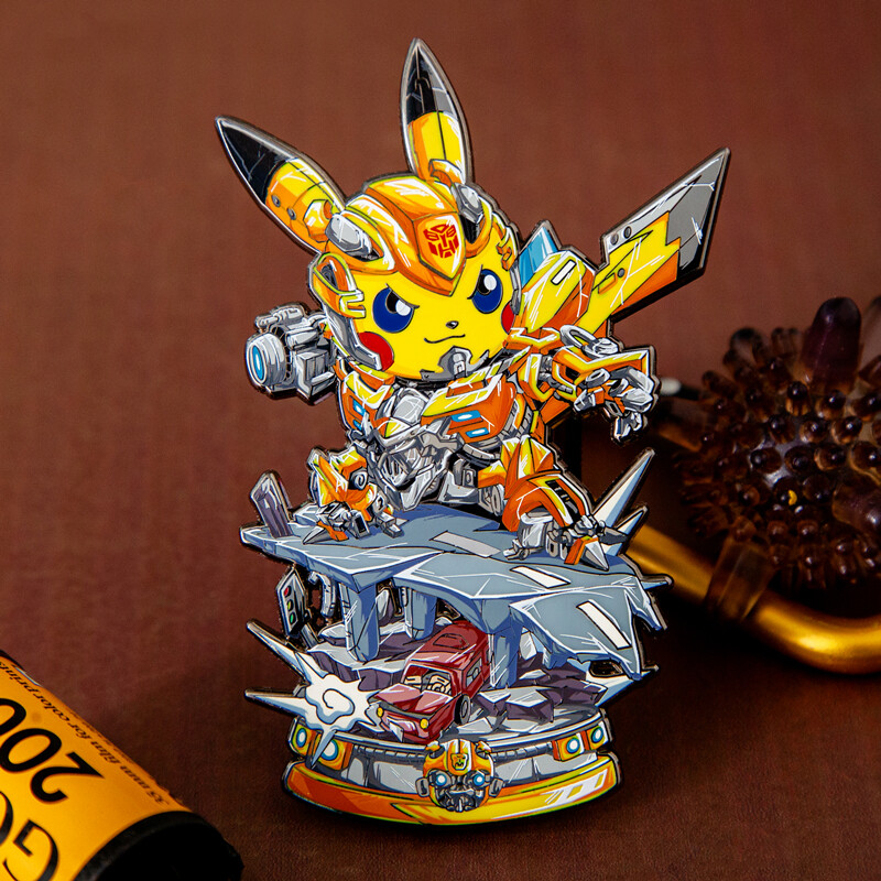 Limited Transformers Bumblebee . Pikachu 4" Metal Badge Pin Collectible ...