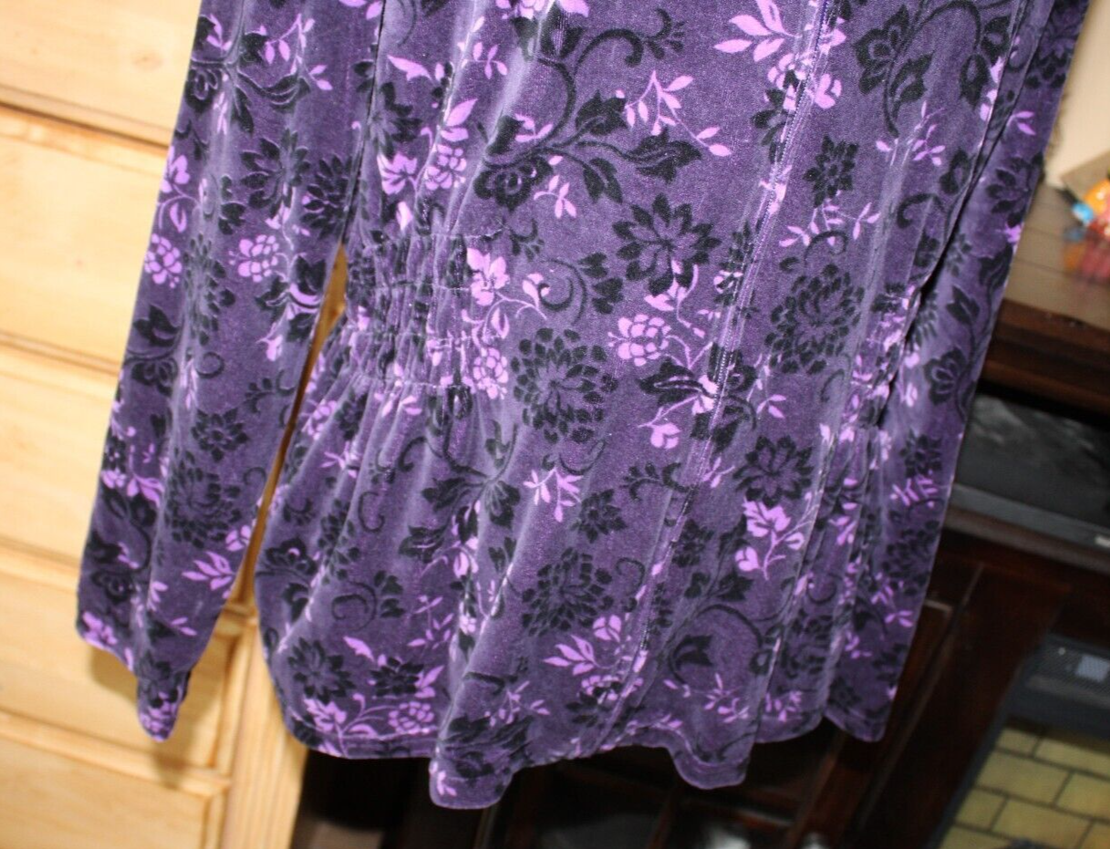 Basic Editions XL Women's Purple Floral Velvet Jacket | eBay