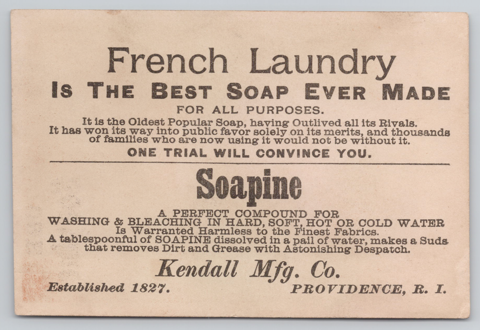 Soapine Soap Trade Card by Kendall Manufacturing Company | eBay
