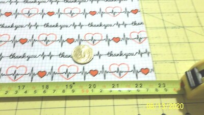 Thank You-Hearts, EKG, Graph Half Yard 18 inches X 43 inches-Cotton ...