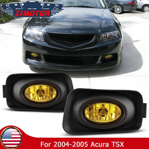 Yellow Pair For 2004-2005 Acura TSX Fog Lights Driving w/Bezel+Wiring ...
