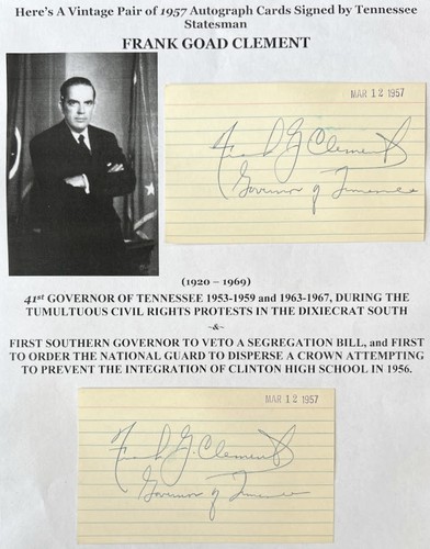 1960s DIXIECRAT NATIONAL GUARD INTEGRATION GOVERNOR TN CLEMENT ...