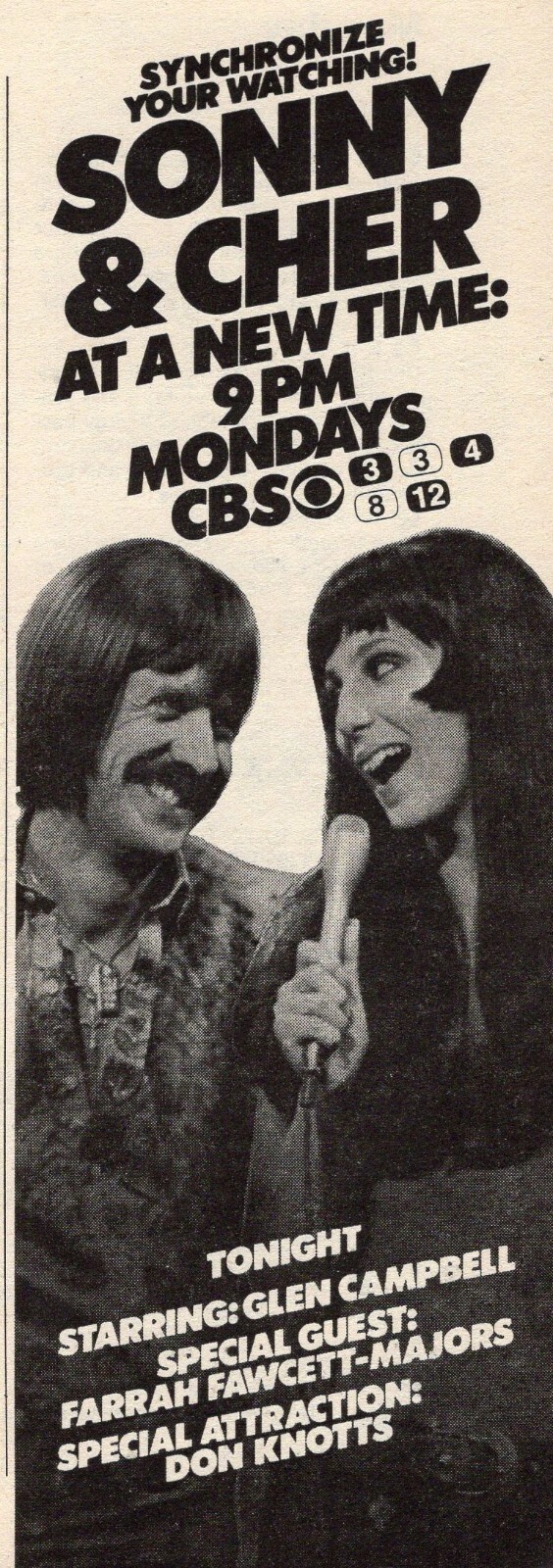 1977 CBS TV AD SONNY & CHER FARRAH FAWCETT & CHER as DEPT STORE ...