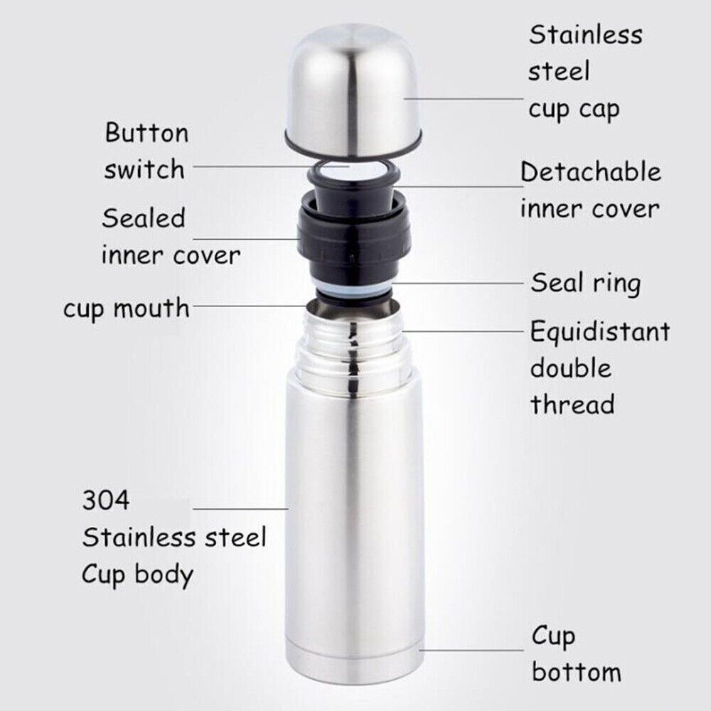 1 L Thermos Stainless Steel Flask Hot Insulated Vacuum Bottle Water Tea ...