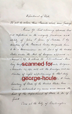 JOHN W FOSTER - DOCUMENT - SIGNED - 1892 - RUSSIAN AMBASSADOR | eBay
