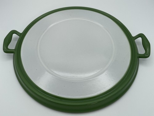 Vintage Round White Enamelware Metal Serving Tray with Handles 12.5 ...