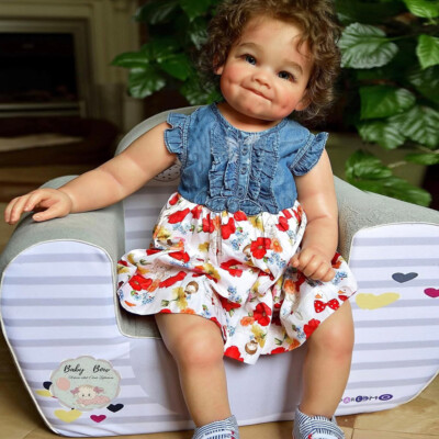 28'' Finished Black Skin Reborn Baby Doll Dimple Girl Rooted Hair ...