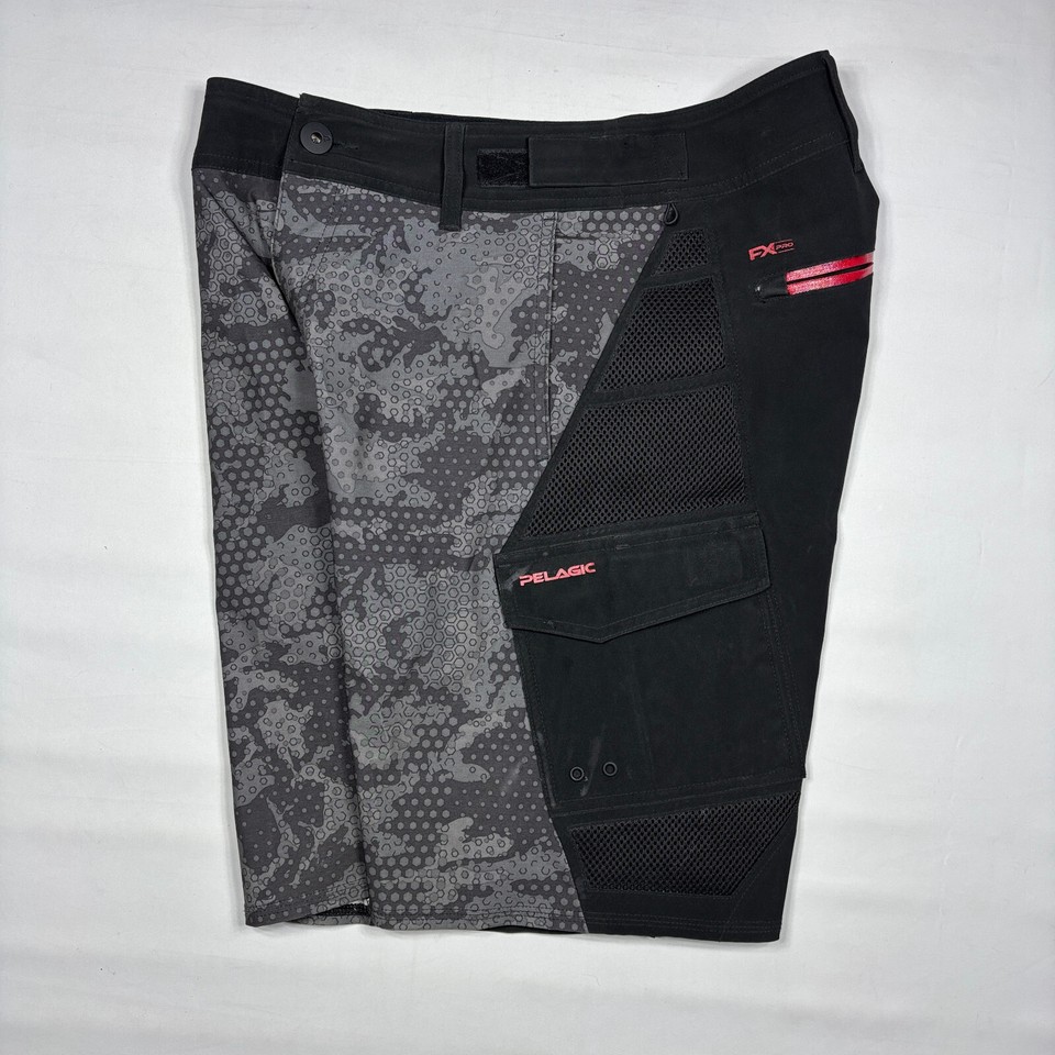 Pelagic FX Pro Tactical Hybrid Board Shorts Gray Camo Fishing Surf Swim ...