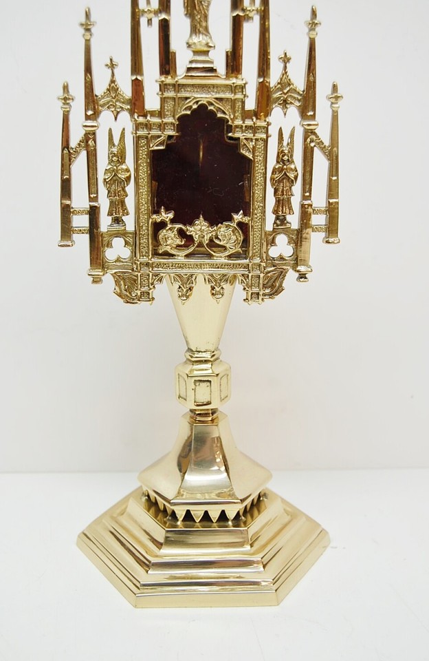 SOLID BRASS GOTHIC RELIQUARY FOR YOUR RELIC #2 (CHURCH, DEVOTION, SAINT ...