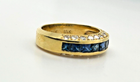 18k Yellow Gold Sapphire & Diamond Ring Signed RJM | eBay