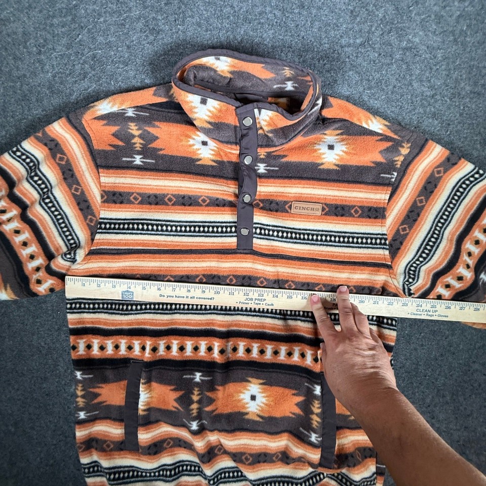 Cinch Sweatshirt Mens XL Brown Aztec Fleece Southwest Stripe Pullover ...
