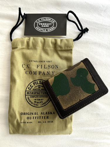 Filson Waxed Rugged Twill Wallet Camo Brown Green Made in USA | eBay