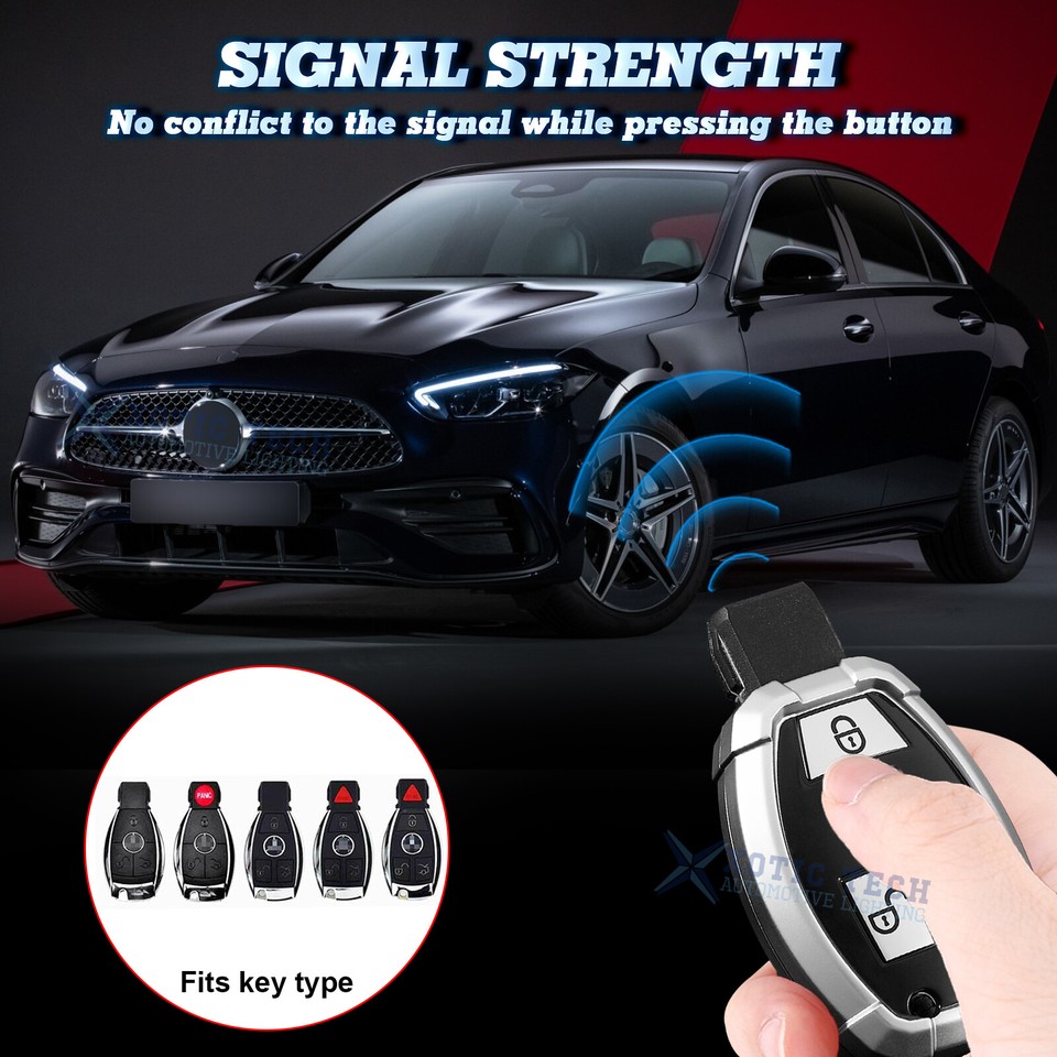 Full Covered Armor Silver TPU Remote Fob Key Cover Shell For Mercedes A ...