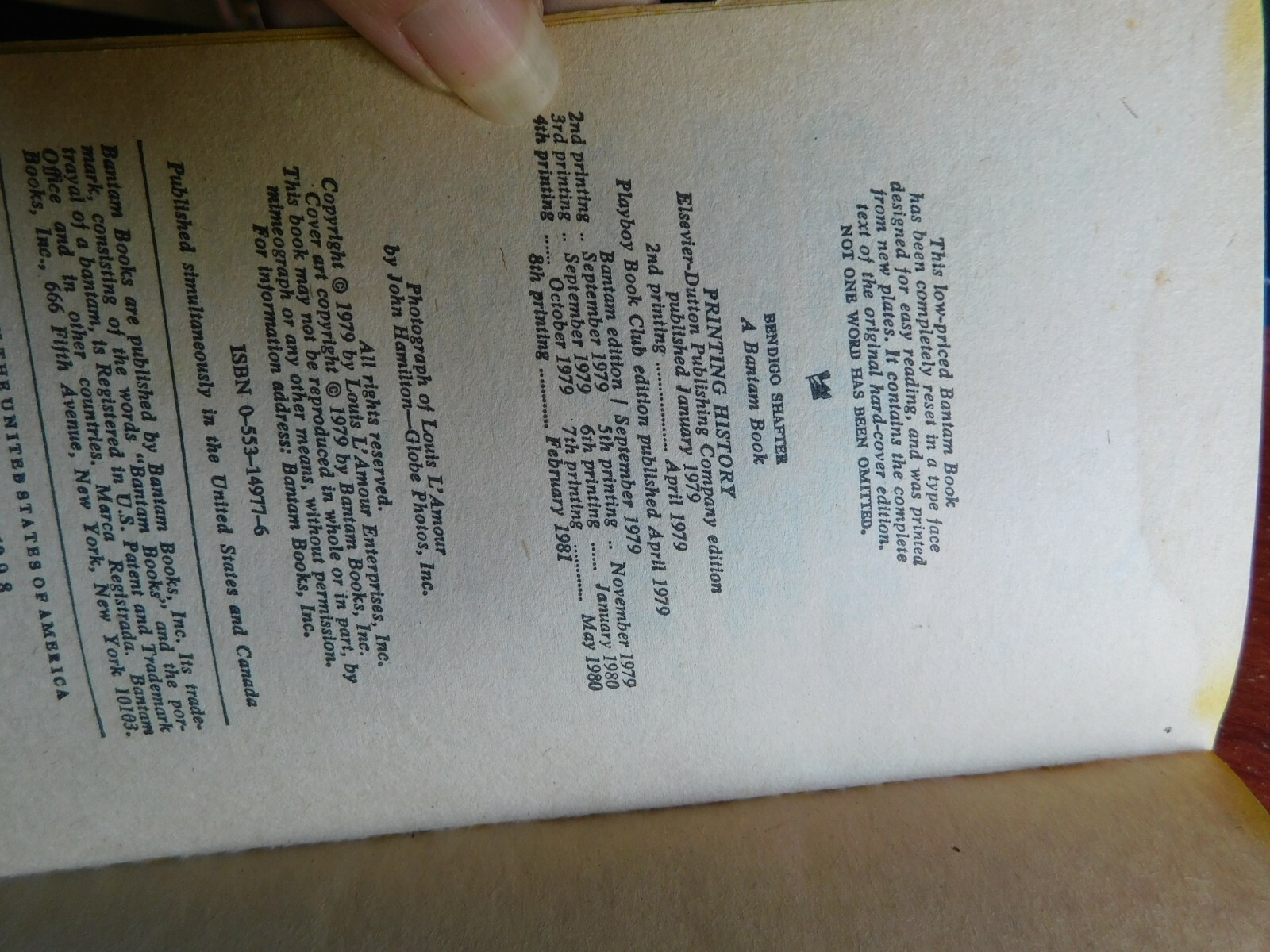 Bendigo Shafter - by Louis L'Amour - 1981 Bantam Western Paperback | eBay