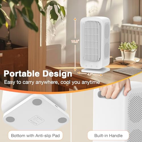 Desk Fan, 8000mAh Battery Operated Tower Fan, 45°/90° Oscillating Fan ...