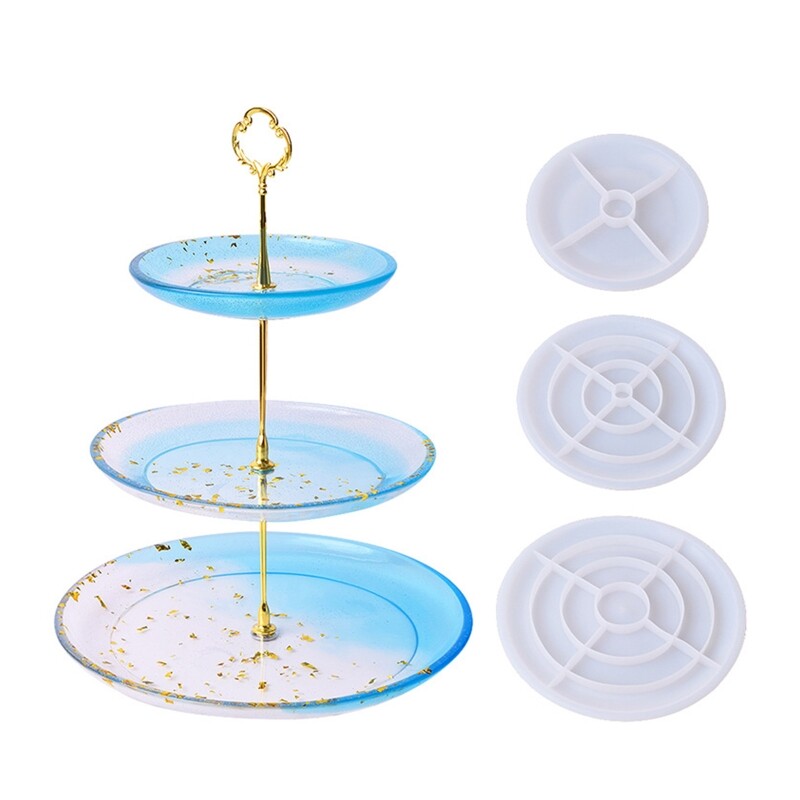 3-tier Fruit Tray Resin Molds Cupcake Stand Silicone Molds for Epoxy ...