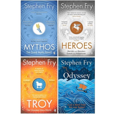 Greek Myths Series Collection 4 Books Set by Stephen Fry Troy, Heroes ...