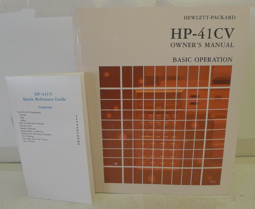 Hewlett Packard HP-41CV Basic Operation Owner's Manual & Quick ...