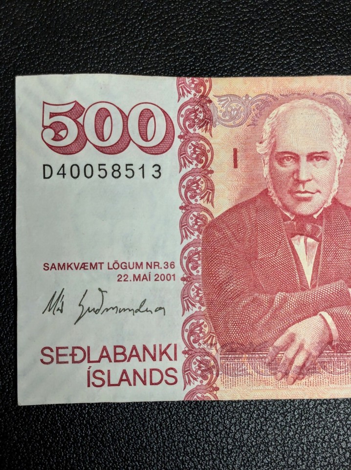 Iceland 500 Kronur Banknote Jon Sigurdsson Valid Currency Circulated ...