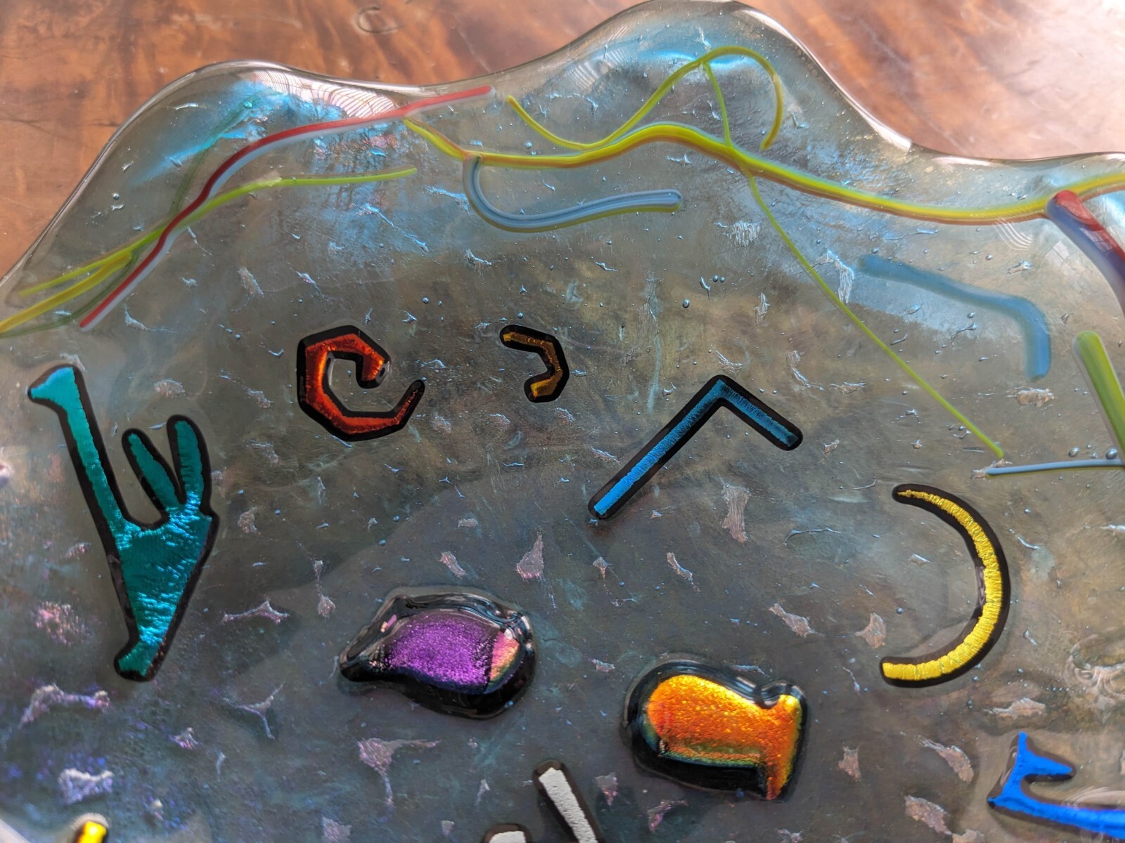 Fused Art Glass Blue Bowls Ruffled Edges Fish Dragonflies 7.5" Set Of 2 ...