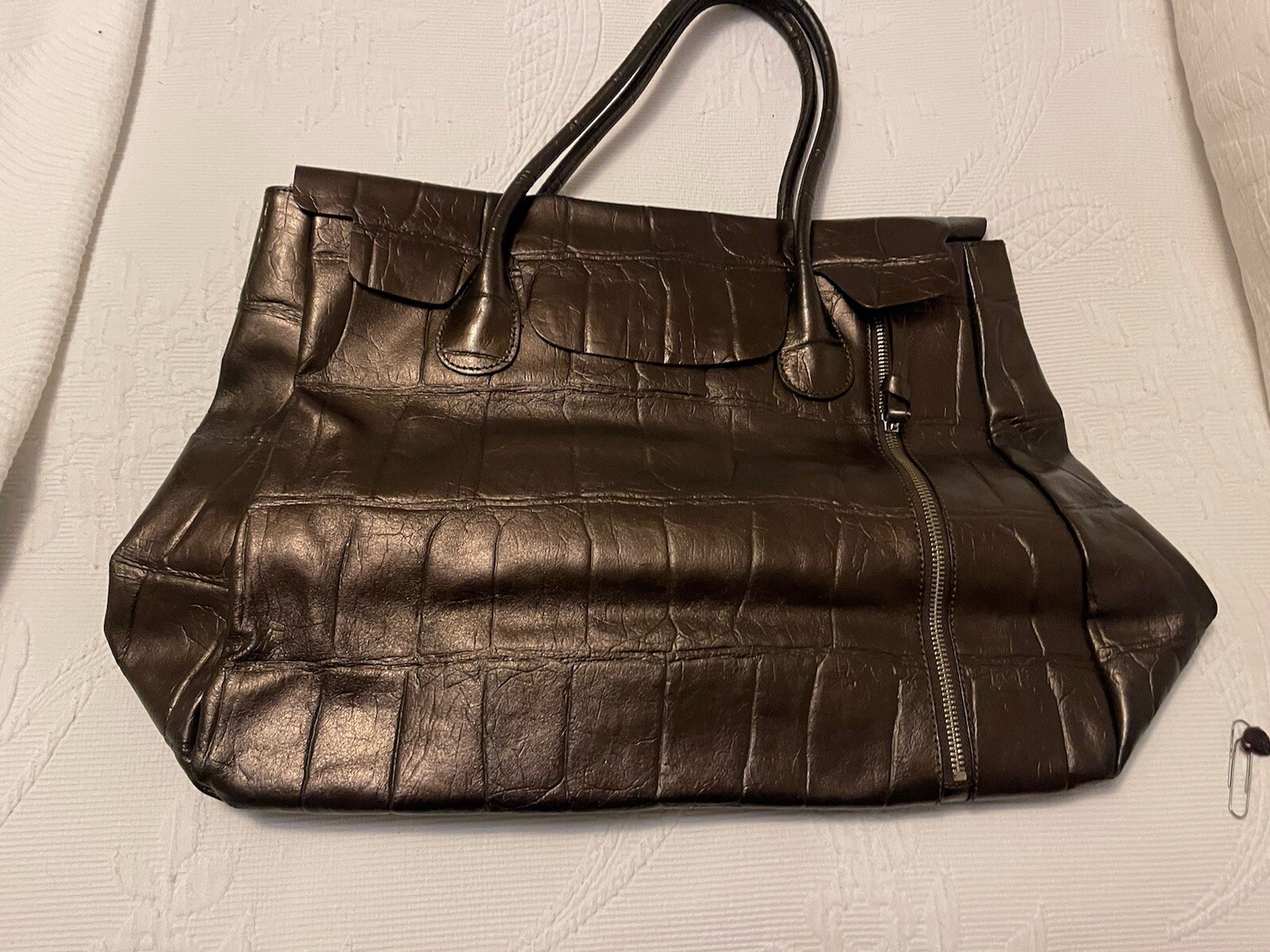 Stunning Faux Leather Bronze Tote /laptop Bag - Gem
