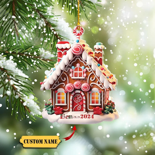 Personalized Candy House Christmas 2D Flat Ornament, Christmas Home ...