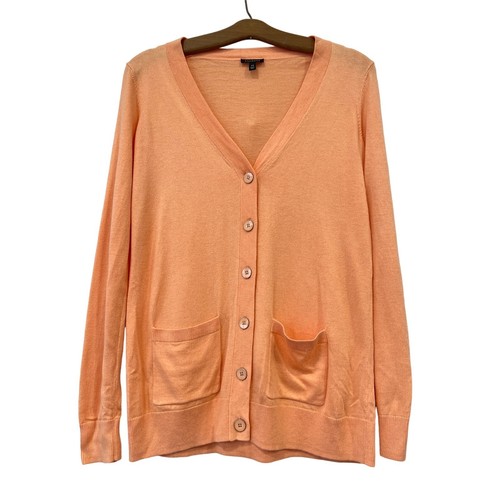 Talbots Button Up Cardigan Sweater Womens XS Long Sleeve Orange Knit ...