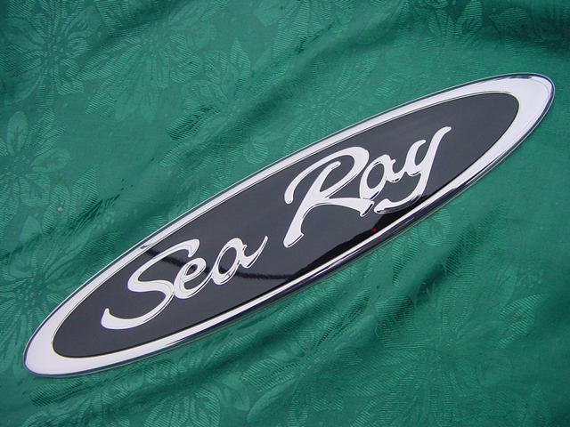 SEA RAY CHROME BLACK OVAL SIDE HULL EMBLEM NEW 13"x2-3/4" x 1/4" USA | eBay