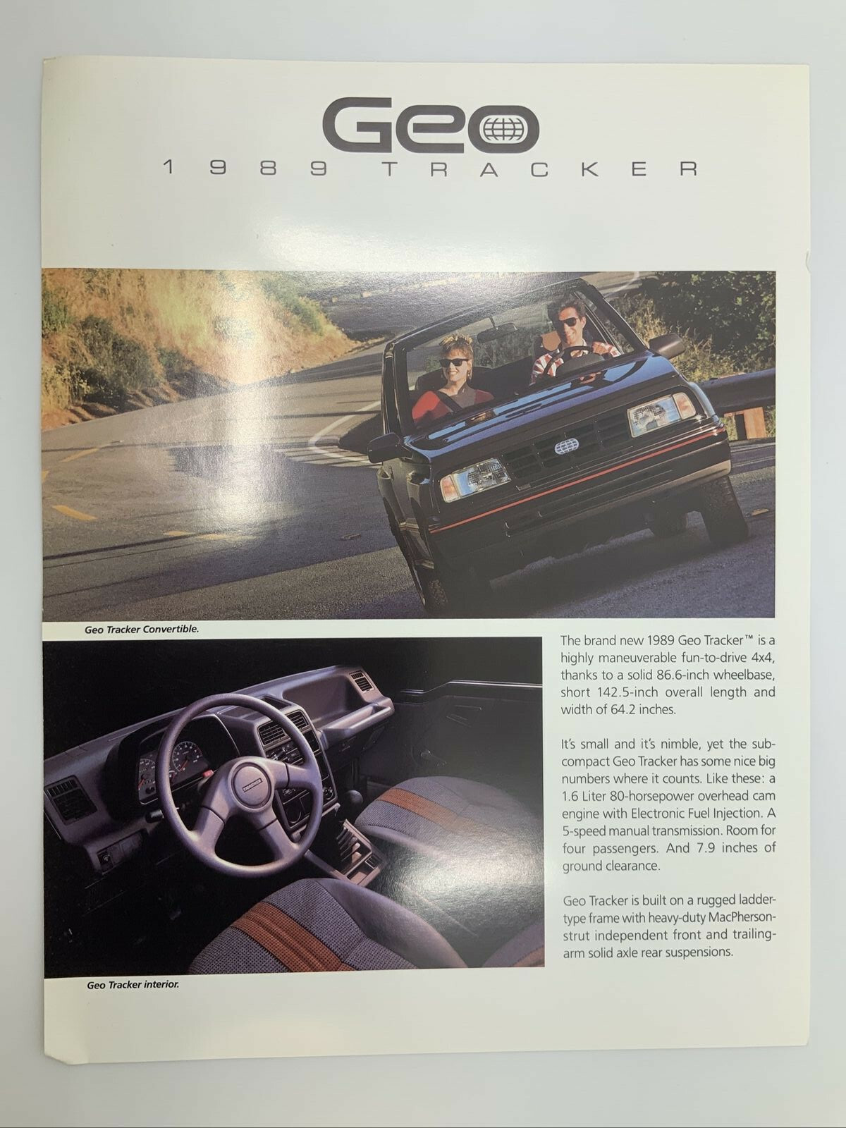 1989 Geo Tracker Brochure | eBay