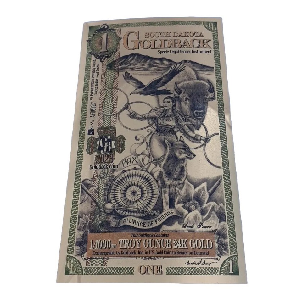 Lot of 5 South Dakota Goldbacks each 1/1000-ounce 24K gold. Aurum 24K ...