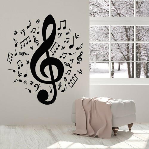 Music Wall Decal Notes Music Window Sticker Song Composing Melody Tone ...