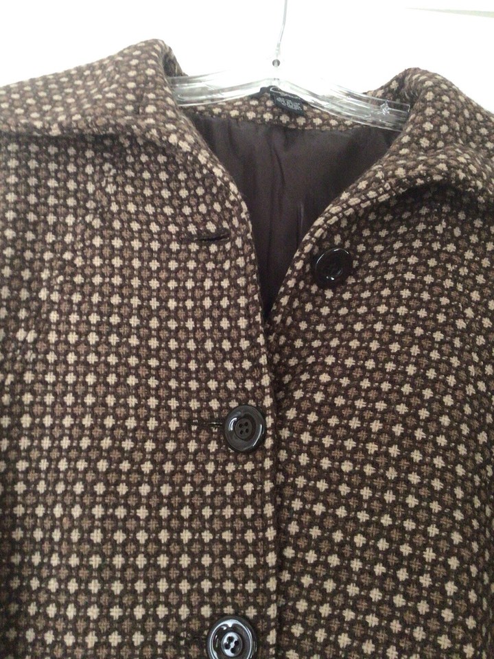 BROWN/TAN CAPE JACKET BY CEJON WOOL/POLY LDS S/M NEW NEVER WORN CLASSY ...