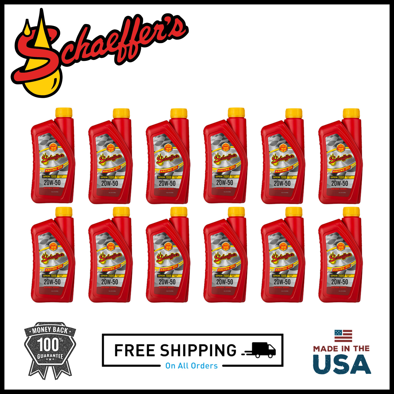 Schaeffer's 1 QT Supreme 7000 Synthetic Plus Racing Oil 20W-50 Pack of 12