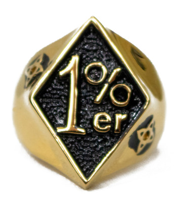 1%er One Percent, Outlaw Biker Ring Gold Stainless Sz 8,9,10,11,12,13 ...