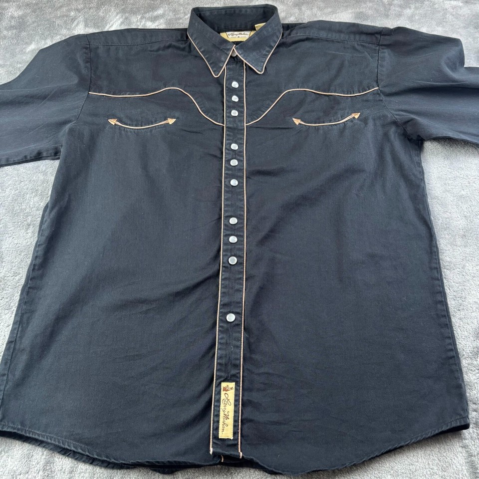 Larry Mahan Western Shirt Men's Large Smile Pockets Pearl Snap Real ...