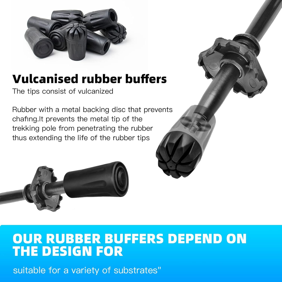 6 Pack Hiking Walking Sticks Rubber Tips, Replacement Tips Protectors ...