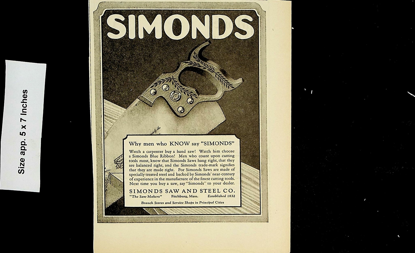 1926 Simonds Saw and Steel Co Vintage Print Ad 4499 | eBay