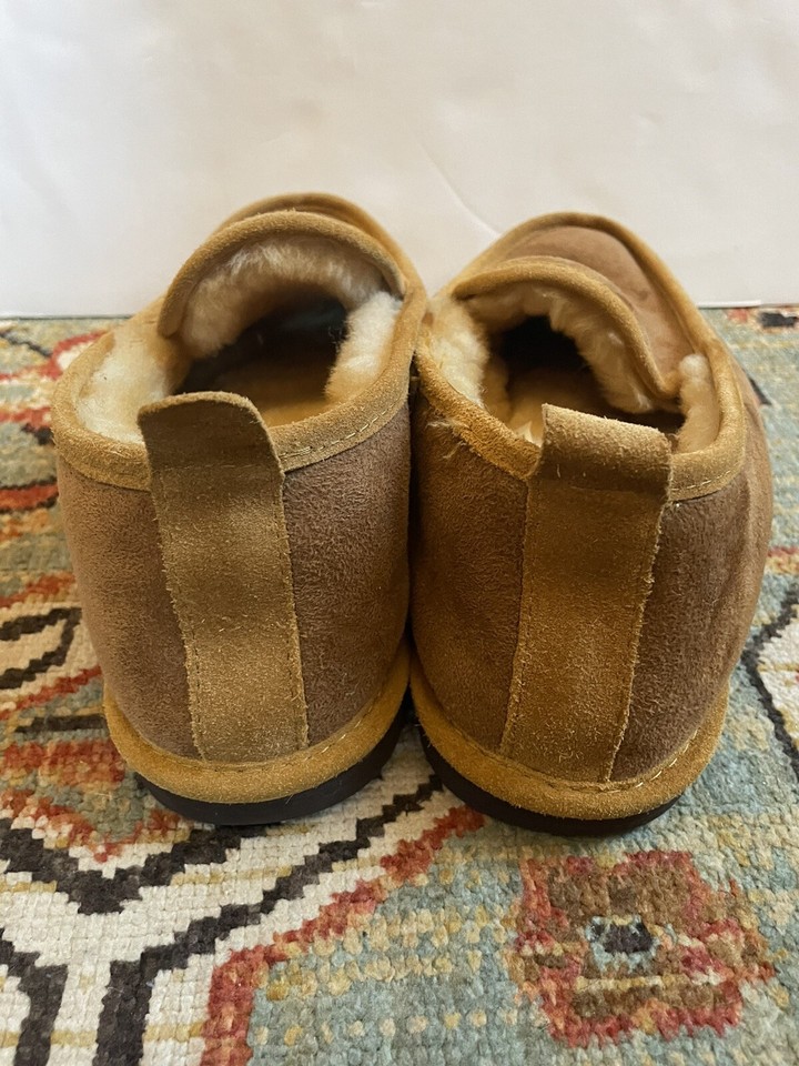 LL BEAN Mens Size 9 M Wicked Brown Tan Moccasin Shearling Lined ...