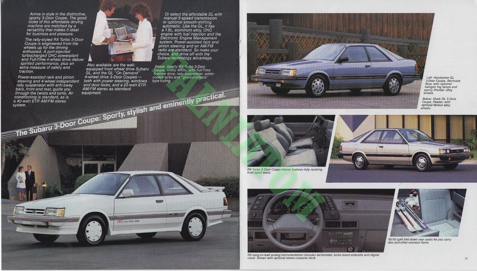 1989 Subaru XT XT6 GL GL-10 RX DL Justy Dealer Brochure (16 pages) | eBay