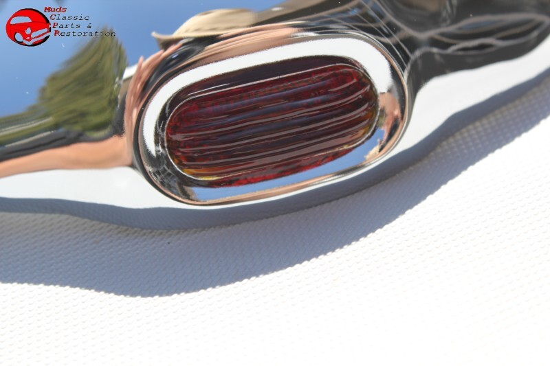 Red Jewel Chrome Clam Shell Vintage Style Exhaust Tail Pipe Deflector ...