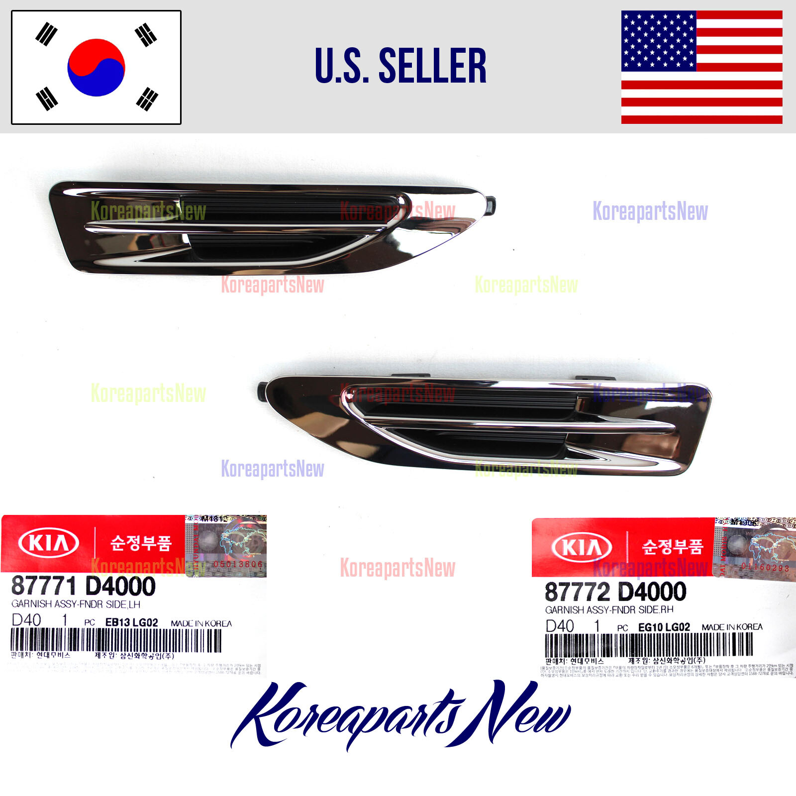 FRONT Fenders Garnish Moldings Left + Right 2pcs ⭐OEM⭐ Kia Optima 2016 ...