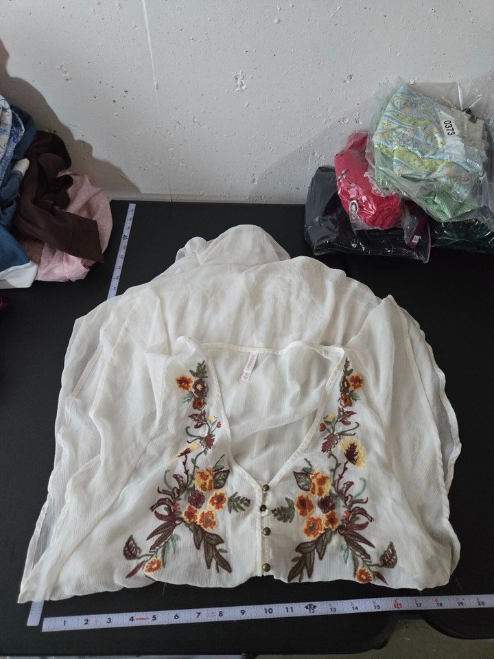 Xhilaration Womens White Floral Embroidered Duster Cardigan Size XL ...