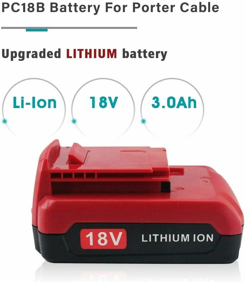 2Pack 18V Lithium-Ion Battery for Porter Cable 18 Volt PC18B PC18BL ...