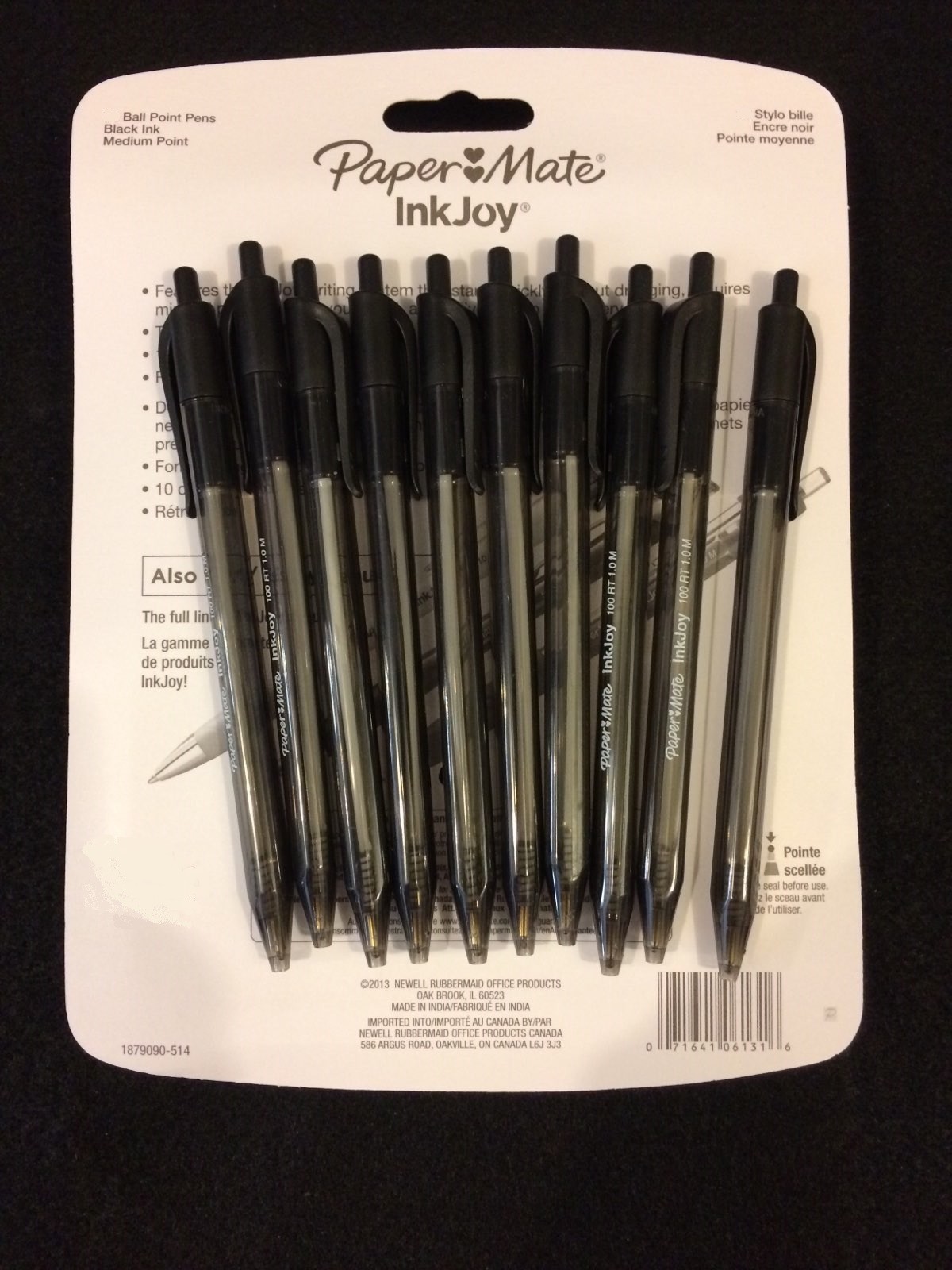 Paper Mate Inkjoy Black Ink Click Pens - Set of 10 | eBay