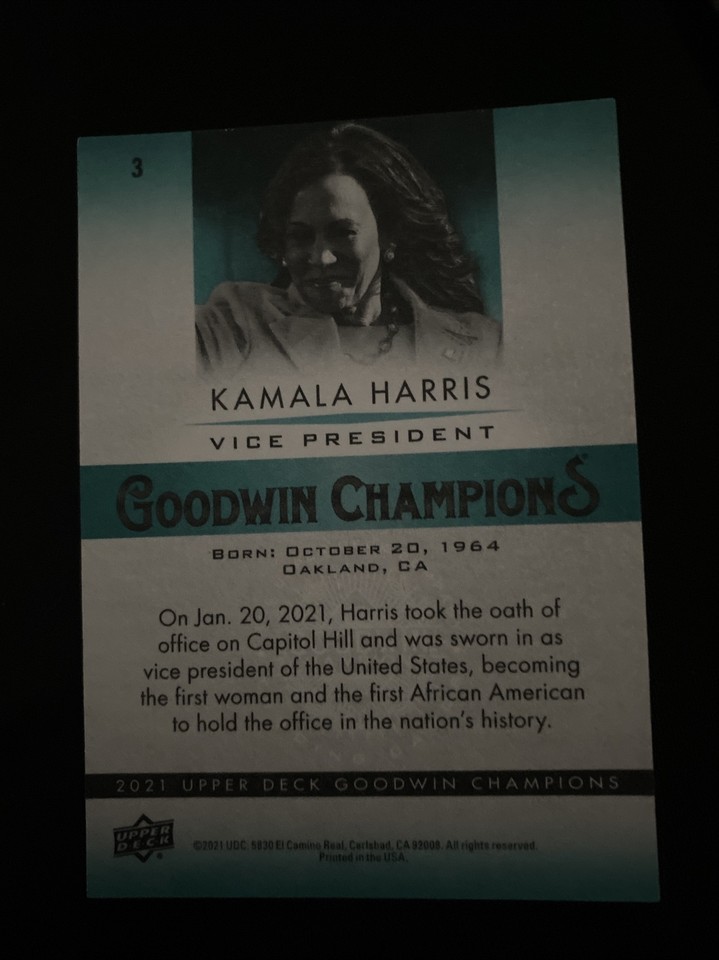2021 Upper Deck Goodwin Champions #3 KAMALA HARRIS Vice President | eBay