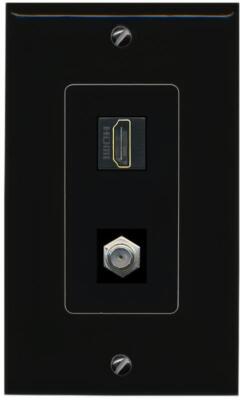 2 Port Black Decorative Jack Passthrough Keystone COAX HD Wall Plate | eBay