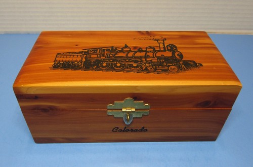 Colorado *Train Locomotive* Cedar Wooden Box w/ Hinged Lid | eBay