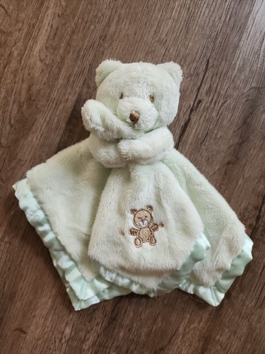 Gerber Mint Green Teddy Bear Baby Security Blanket Lovey Satin Plush ...