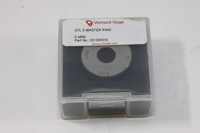 VERMONT GAGE MASTER RING GAGE STEEL X .4994 PN 23125310 | eBay
