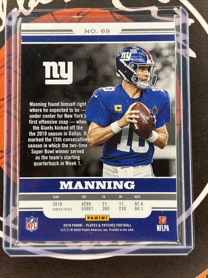 2019 Plates & Patches Eli Manning #61/99 Giants | eBay